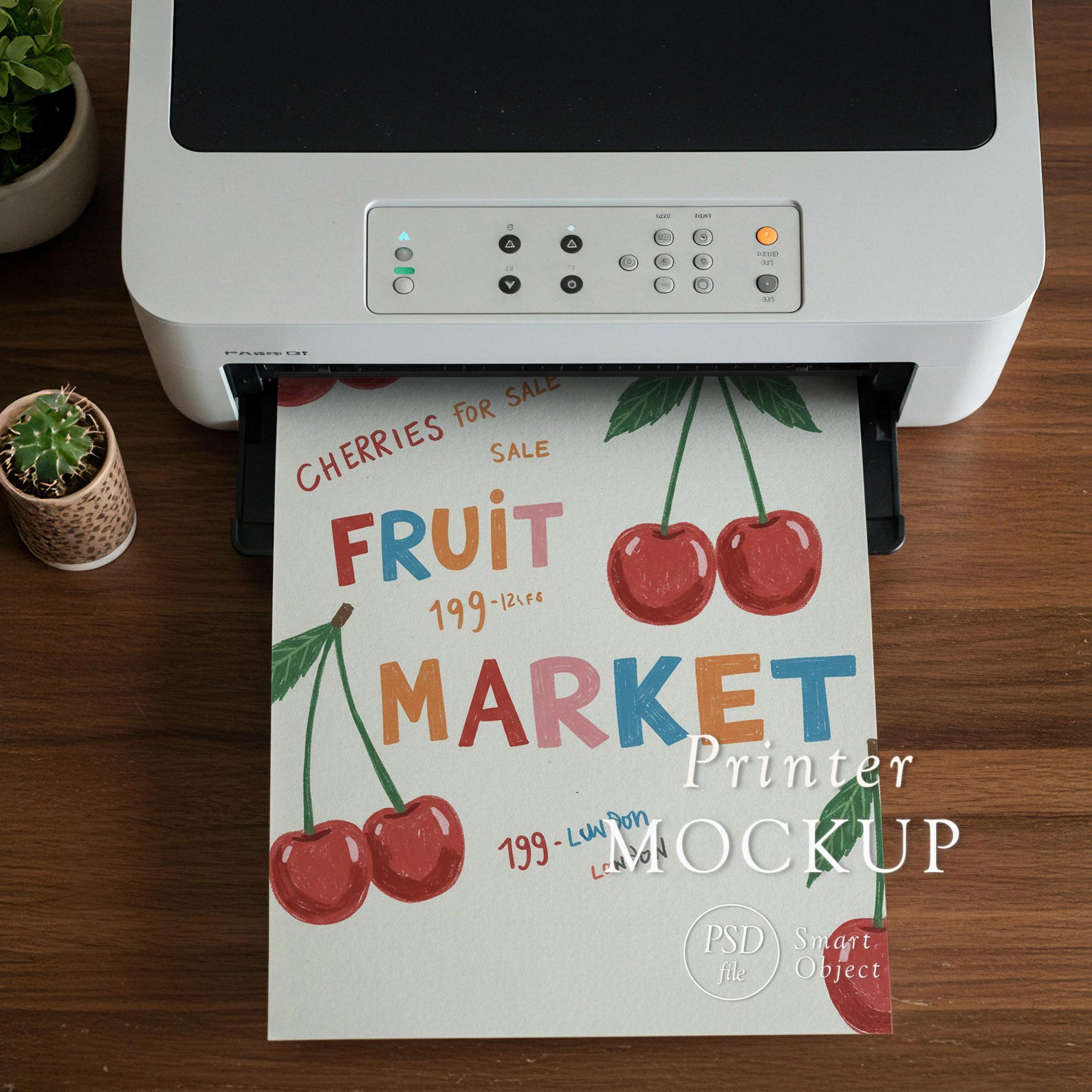 Realistic Printer Mockup: Top View Desktop Printer With A4 Paper, PSD ...