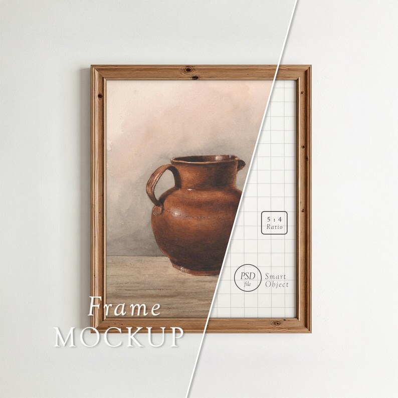 5x4 Wood Frame Mockup: Vertical PSD Template With Smart Object - Etsy