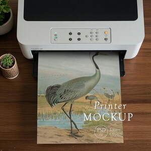 Realistic Printer Mockup: Top View Desktop Printer With A4 Paper, PSD ...