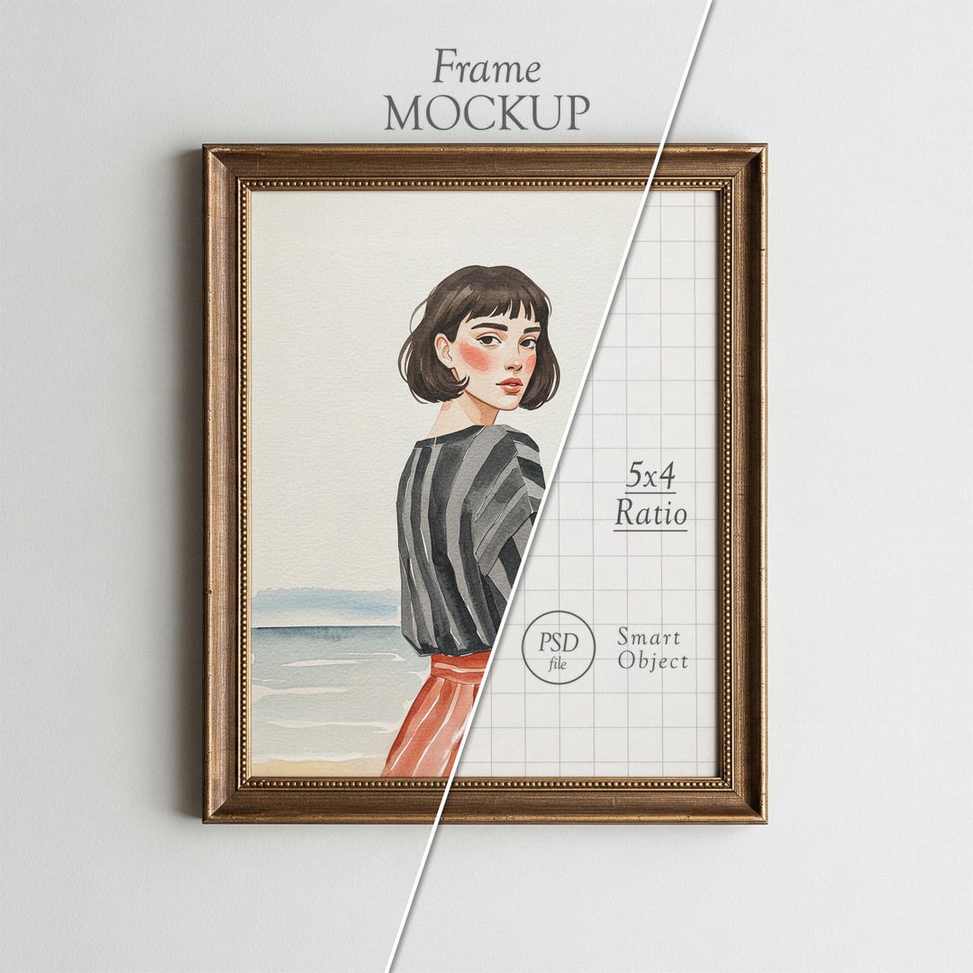 Portrait Vintage Frame Mockup: 5x4 Realistic Aged Wood Frame, Photoshop ...