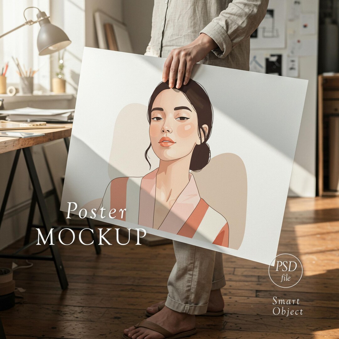 Horizontal Poster Mockup: Large Poster Paper With Person, ISO Ratio (A2 ...