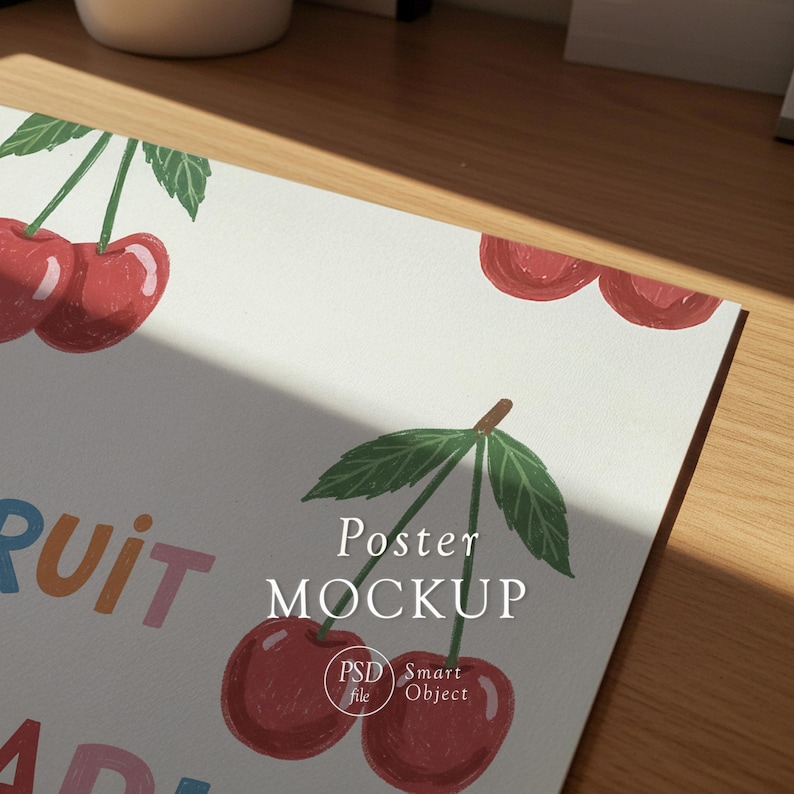 Close up Paper Mockup: Textured Poster Paper on Table for Realistic ...