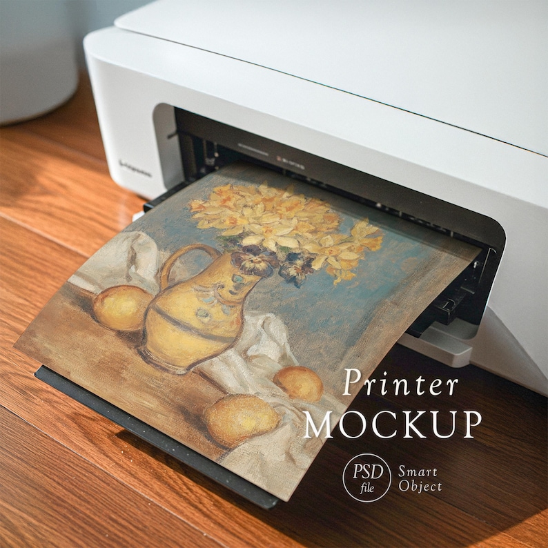 A4 Printer Mockup: Desk Printer Mockup Printing Page, Poster PSD Smart ...