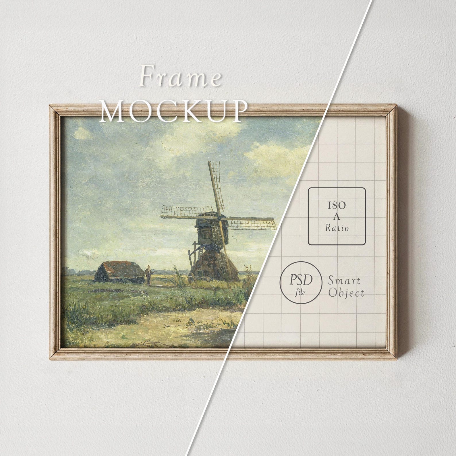 Vintage White Wood Frame: 5x7 ISO Ratio Frame Mockup, PSD Smart Object ...