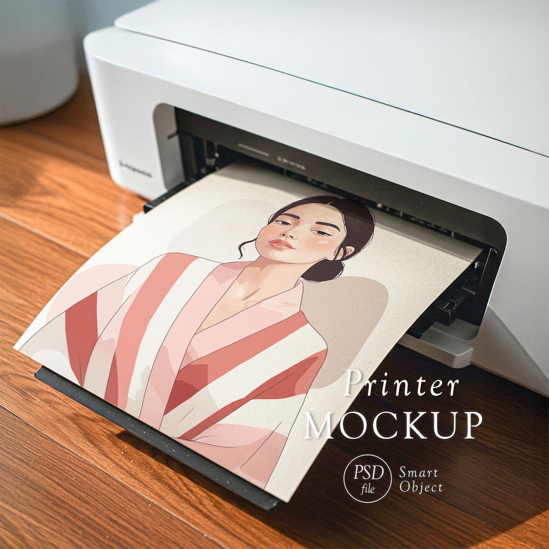 A4 Printer Mockup: Desk Printer Mockup Printing Page, Poster PSD Smart ...