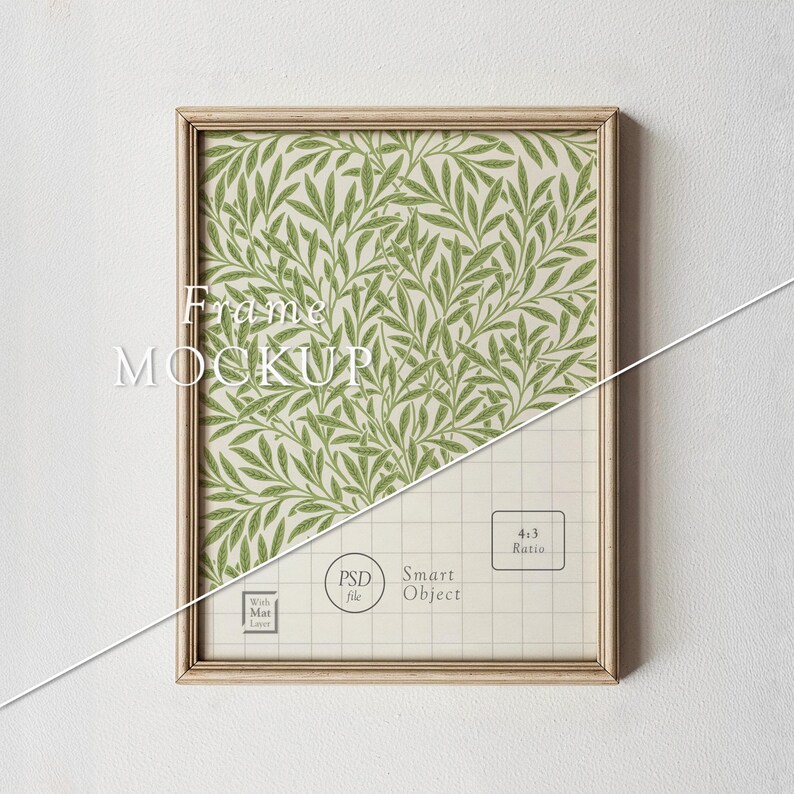 White Wood Frame on Wall: Vintage Vertical Frame Mockup, 4x3 Ratio, PSD ...