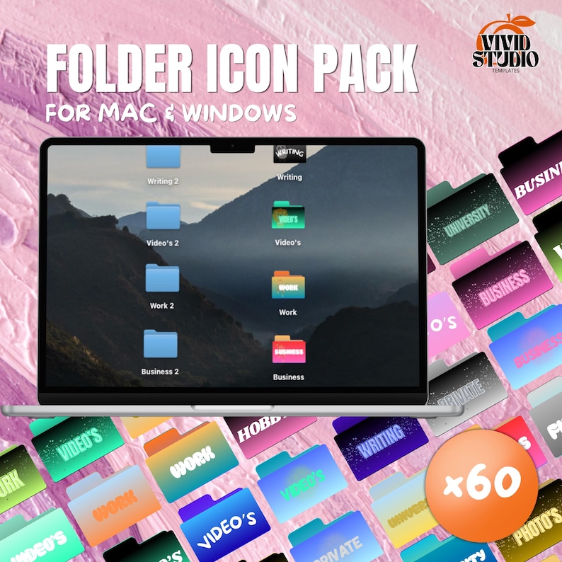 60 Beautiful Folder Icons for Macs and Windows Laptops Computers ...