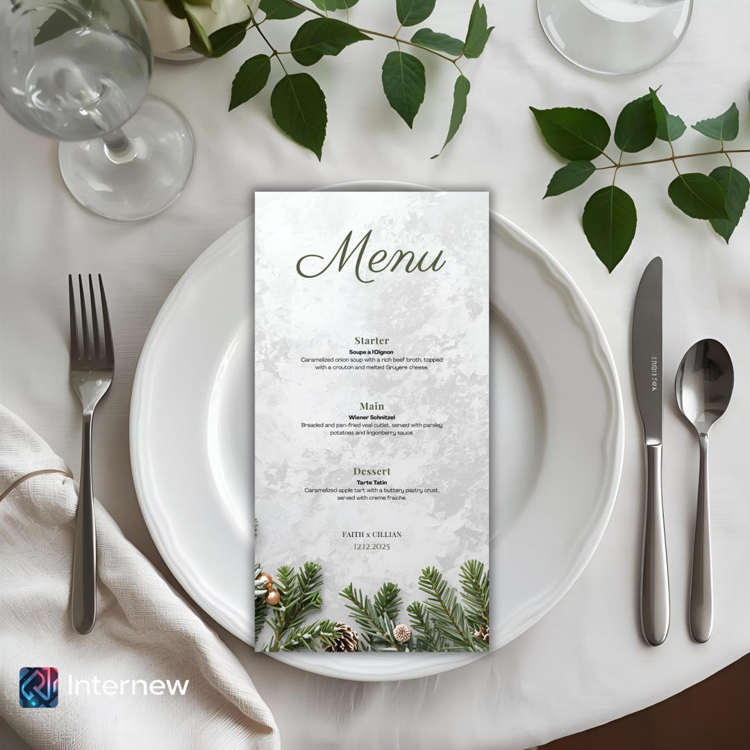 Winter Christmas Menu Template Editable, Canva Drinks Card Thank You ...