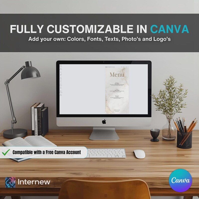 Premium Stone Menu Template Editable Canva Drinks Card Thank You Note ...
