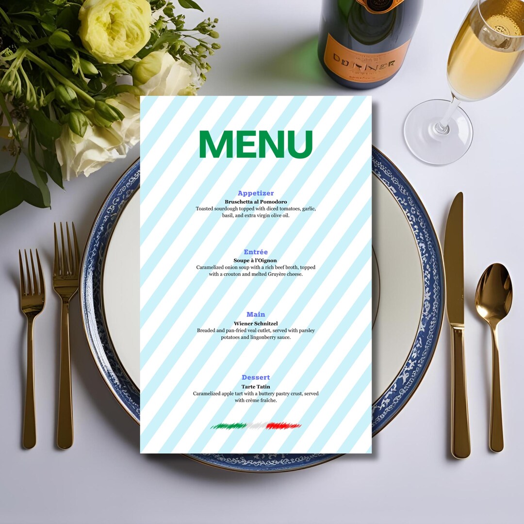 Italian Menu Card | Editable Customizable Templates | for Events ...