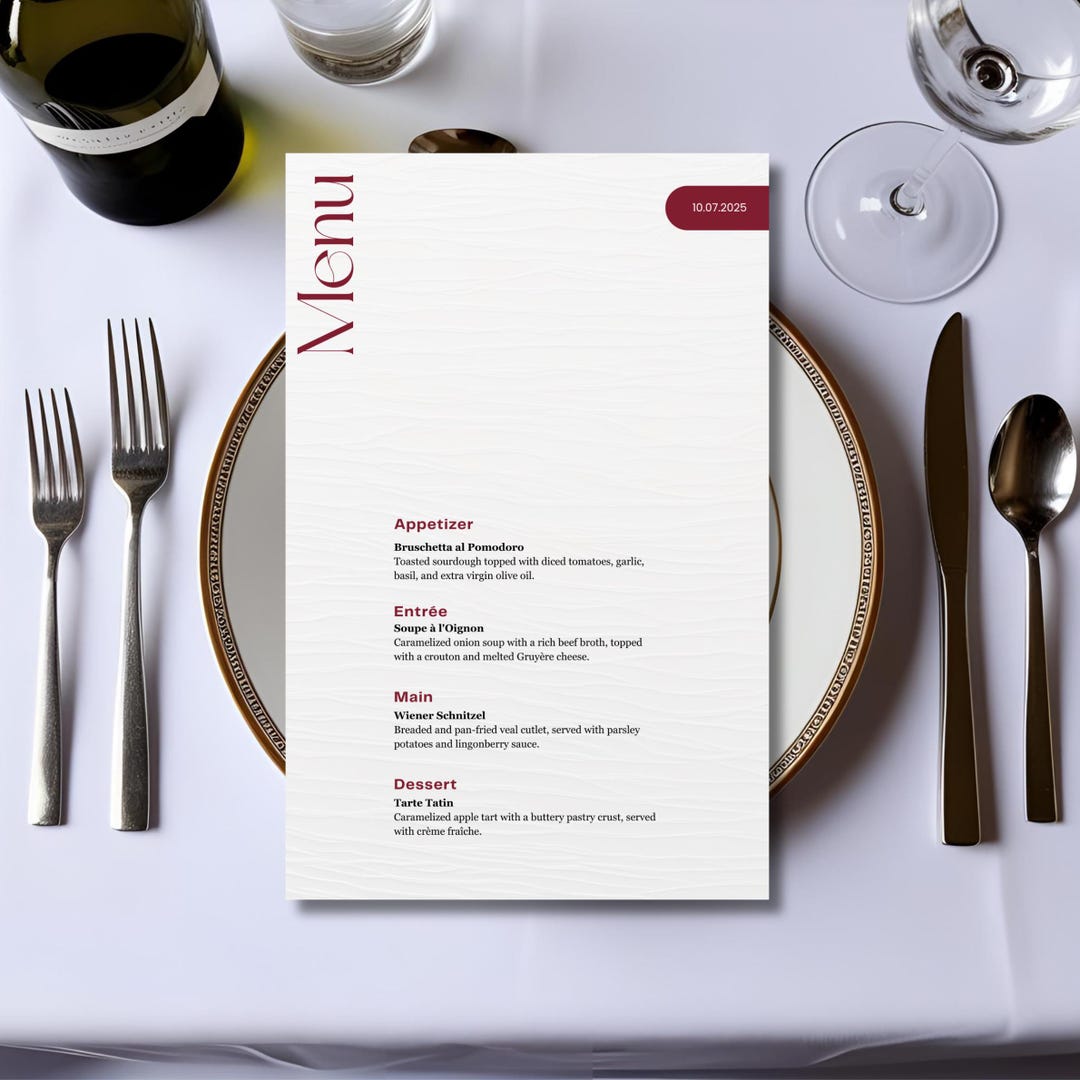 Editable Printable Menu, Template With Drinks List and Matching Thank ...