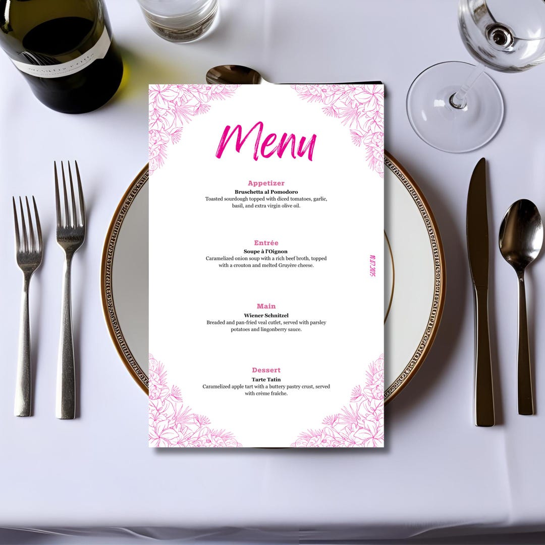 Editable Printable Menu Template With Drinks List and Matching Thank ...
