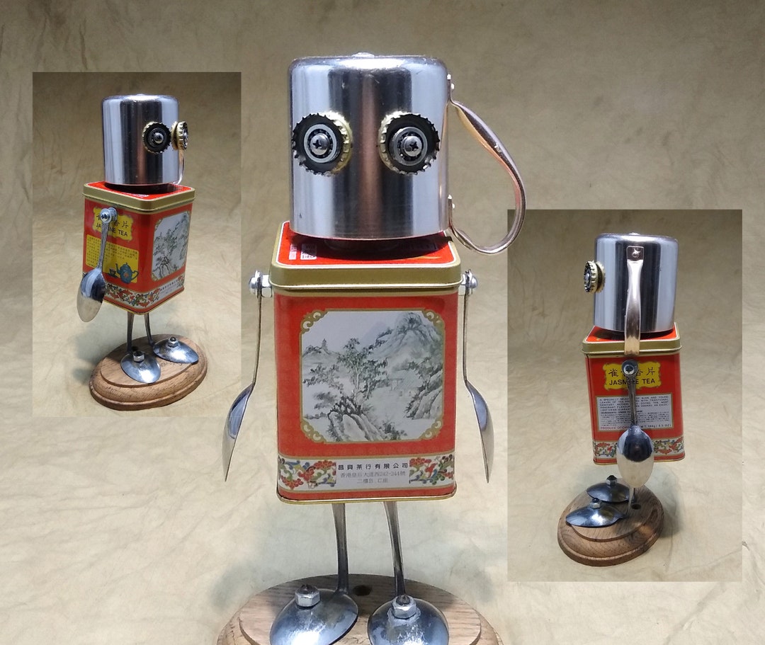 A Little Robot Named Jasmine the Tea Bot Steampunk Assemblage Robot ...
