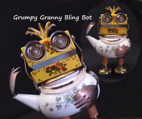 The No Nonsense Grumpy Granny Bling Bot Steampunk Assemblage - Etsy