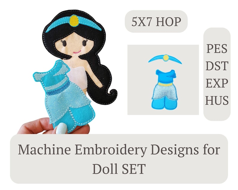 ITH Arabian Princess Doll Embroidery Design Felt Dress up Toy 5x7 Hoop ...
