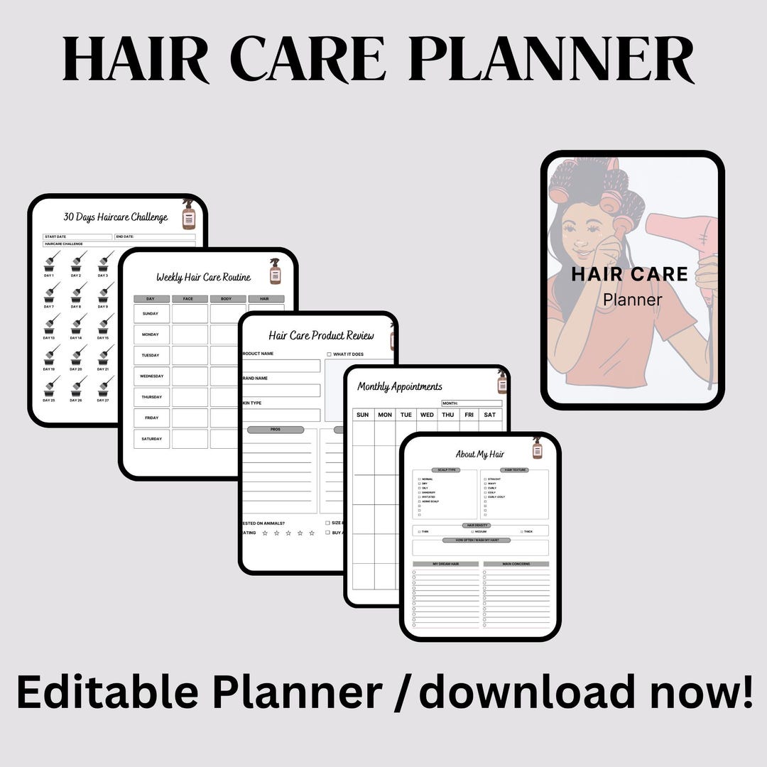 Printable Hair Care Planner | Track Wash Days, Products & Growth ...