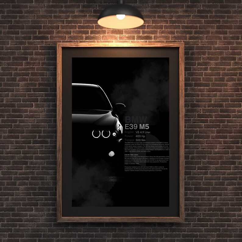 BMW E39 M5 Poster: Classic Sports Car Wall Art (digital Download) - Etsy