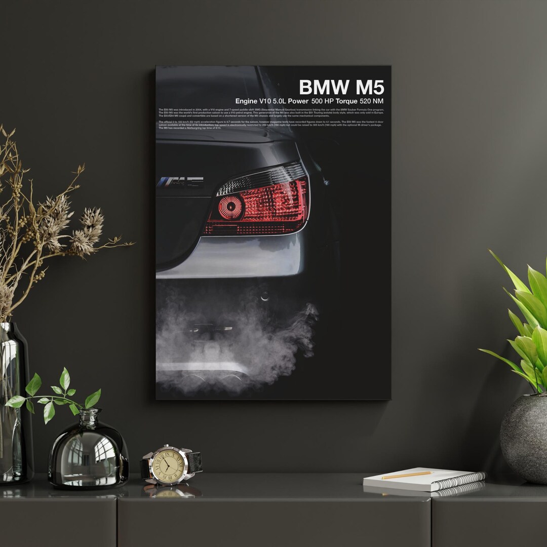 BMW M5 E60 V10 Printable Poster, High Performance Sports Car Wall Art ...