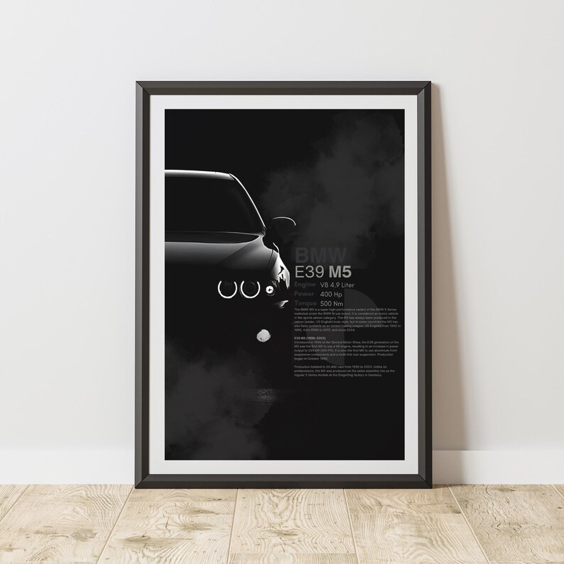 BMW E39 M5 Poster: Classic Sports Car Wall Art (digital Download) - Etsy