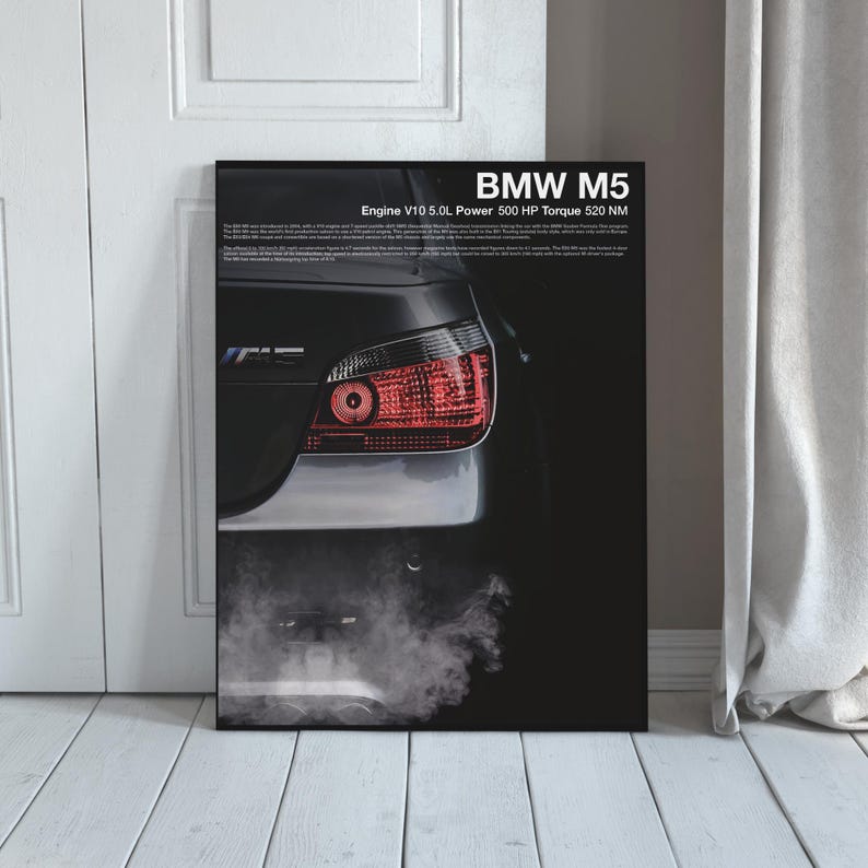 BMW M5 E60 V10 Printable Poster, High Performance Sports Car Wall Art ...
