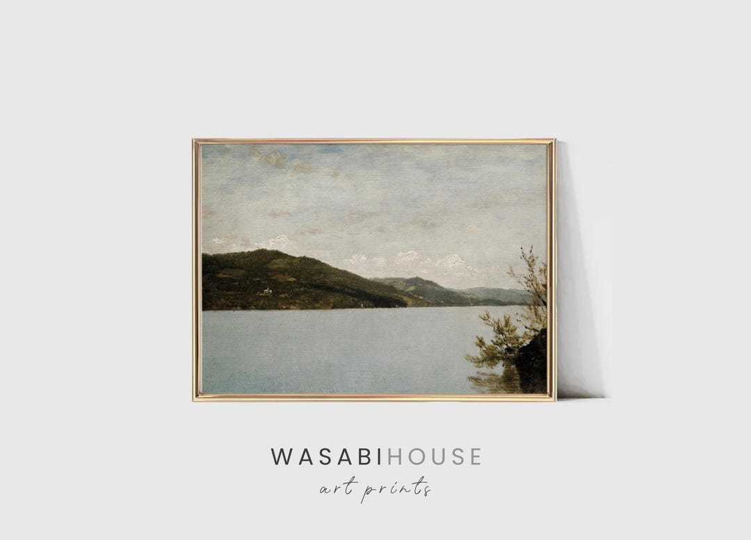 Vintage Seascape Coastal Oil Painting, Muted Pastel Neutral Ocean ...