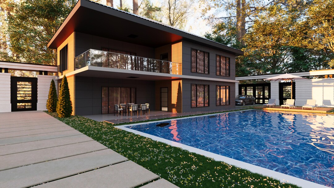 3D Render Villa Exterior Design for Architectural Visualization & Real ...