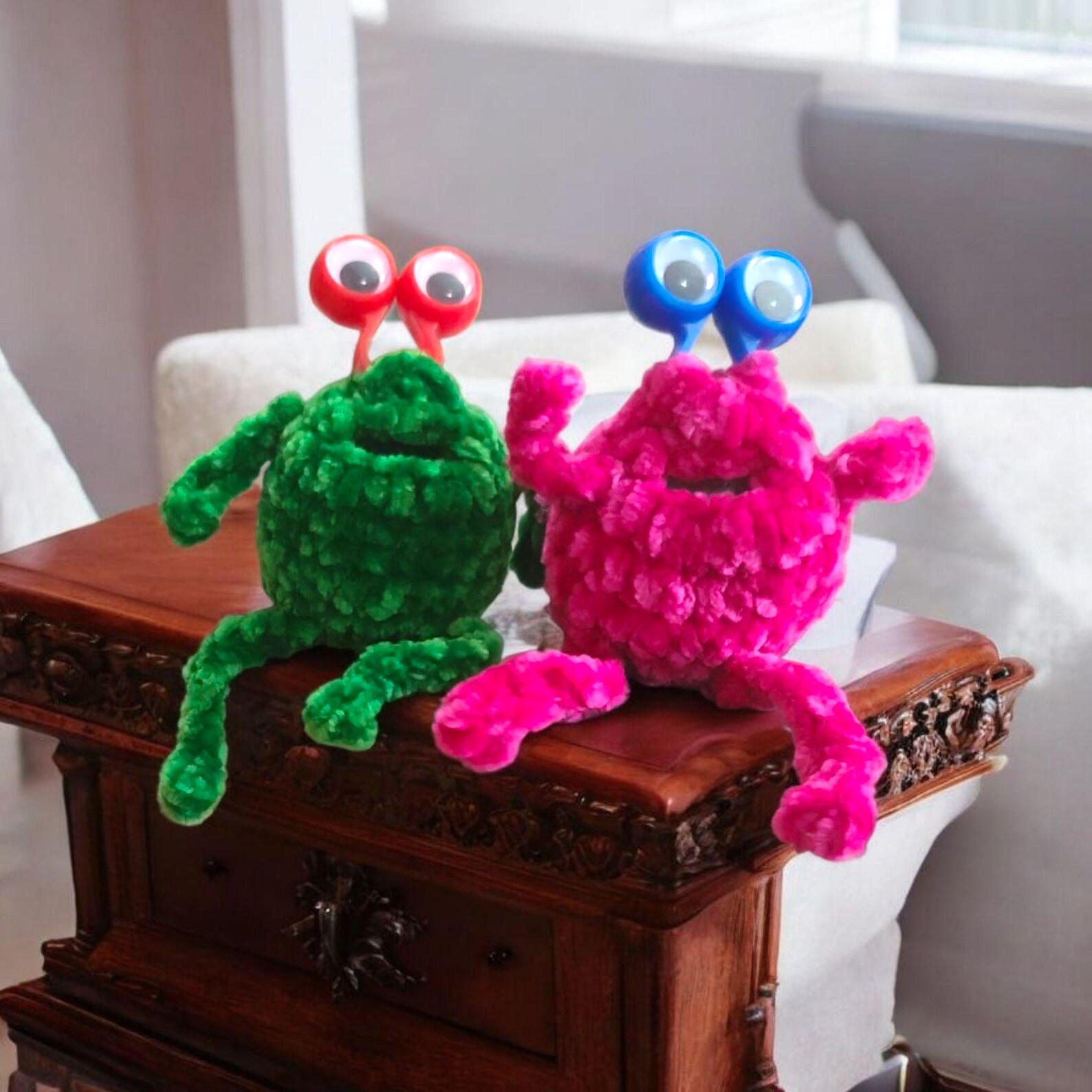 Goober Crochet Pattern, Sensory Toy, Chenille Yarn Critter With Googly ...