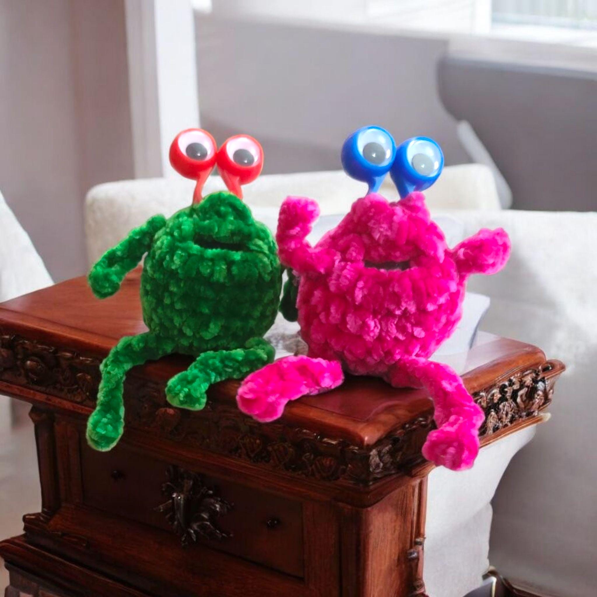 Goober Crochet Pattern, Sensory Toy, Chenille Yarn Critter With Googly ...