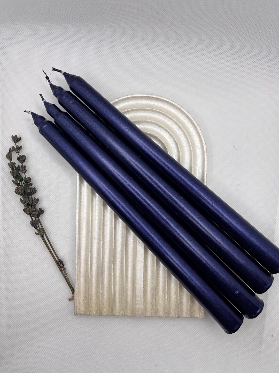 Metallic Navy Blue Taper Candles: Elegant Dinner Set of 4 - Etsy