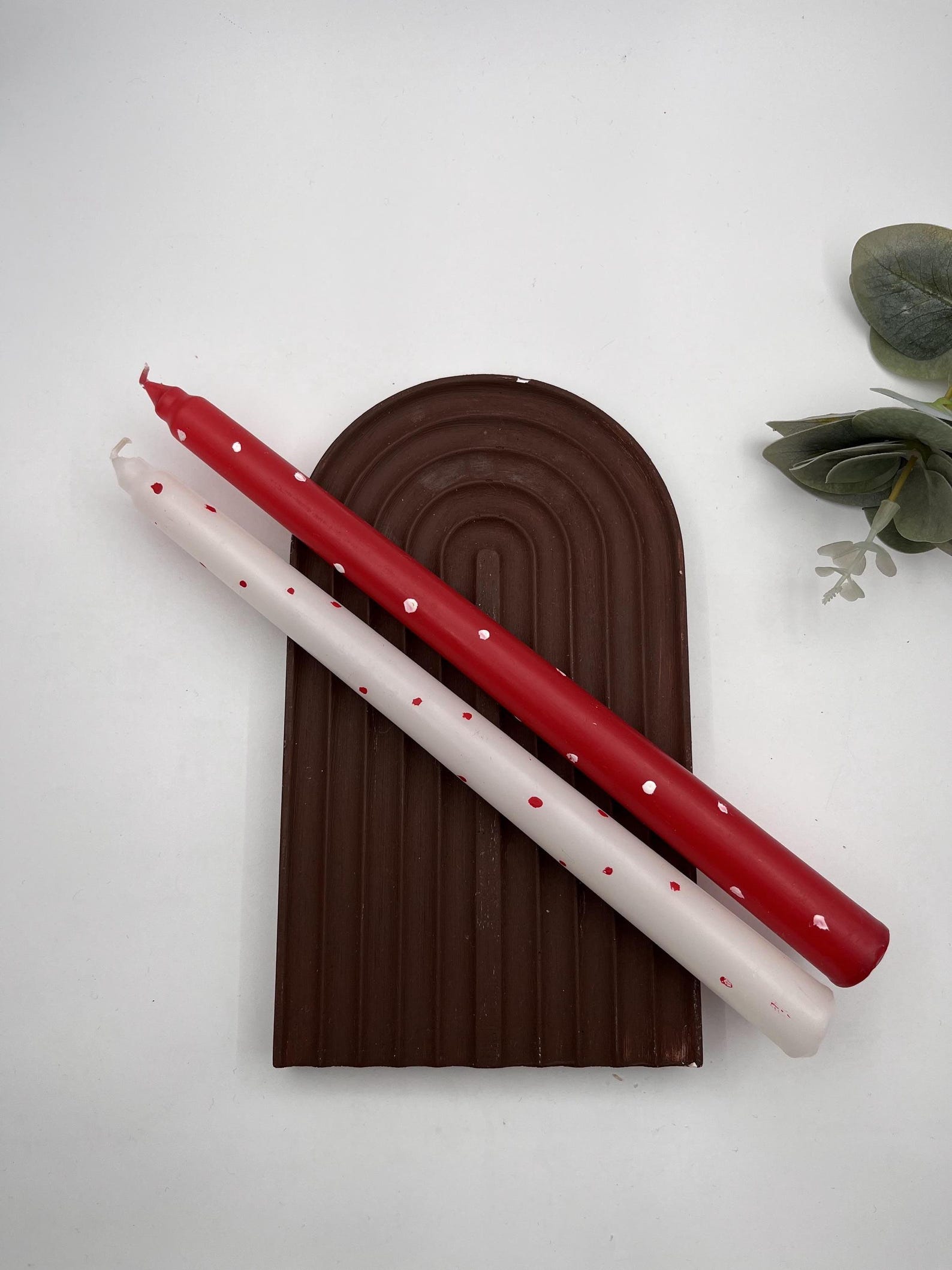 Red White Polka Dot Hand Painted Decorative Taper Candles – 2pcs Fun ...