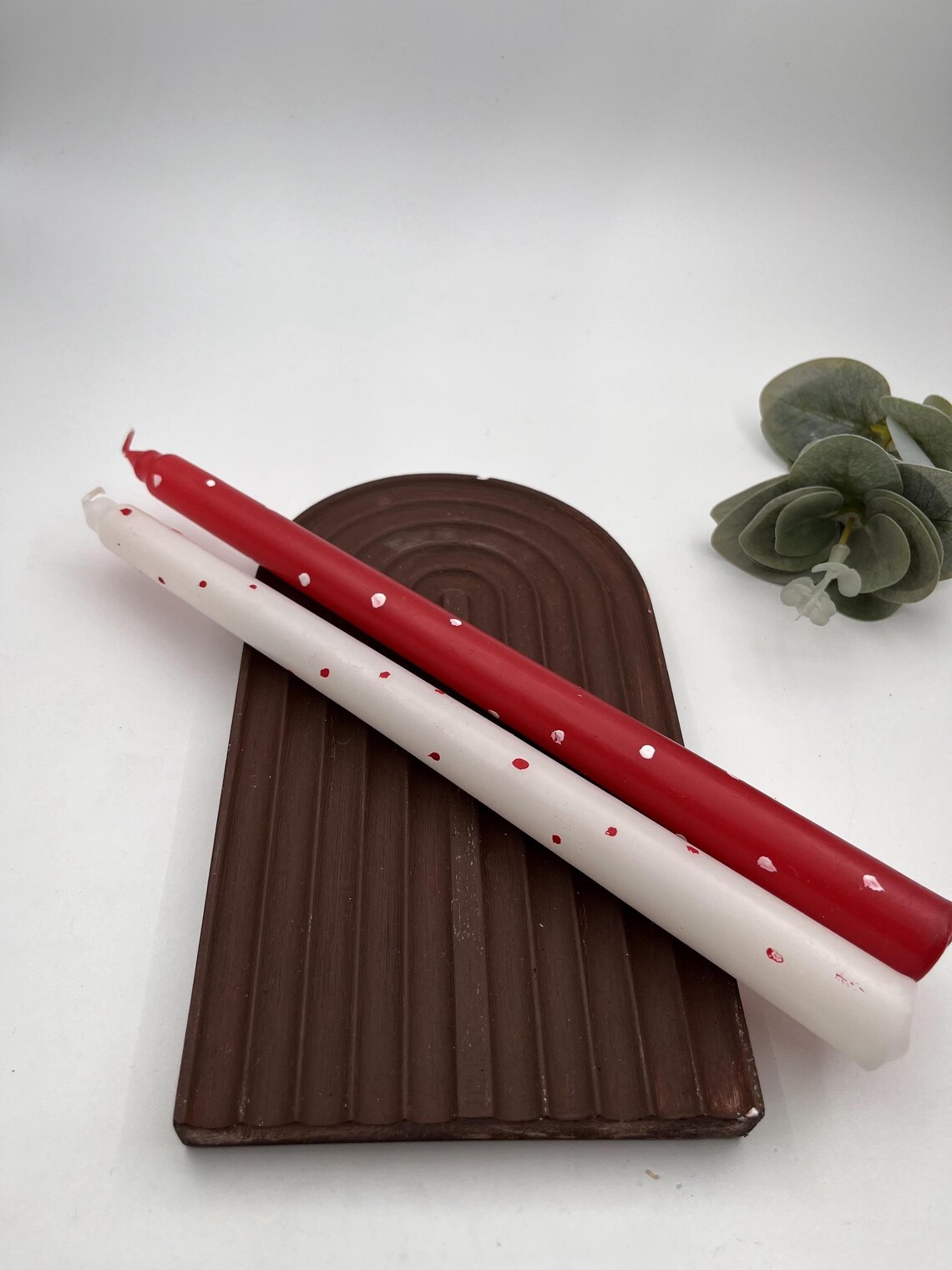 Red White Polka Dot Hand Painted Decorative Taper Candles – 2pcs Fun ...