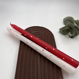 Red White Polka Dot Hand Painted Decorative Taper Candles – 2pcs Fun ...