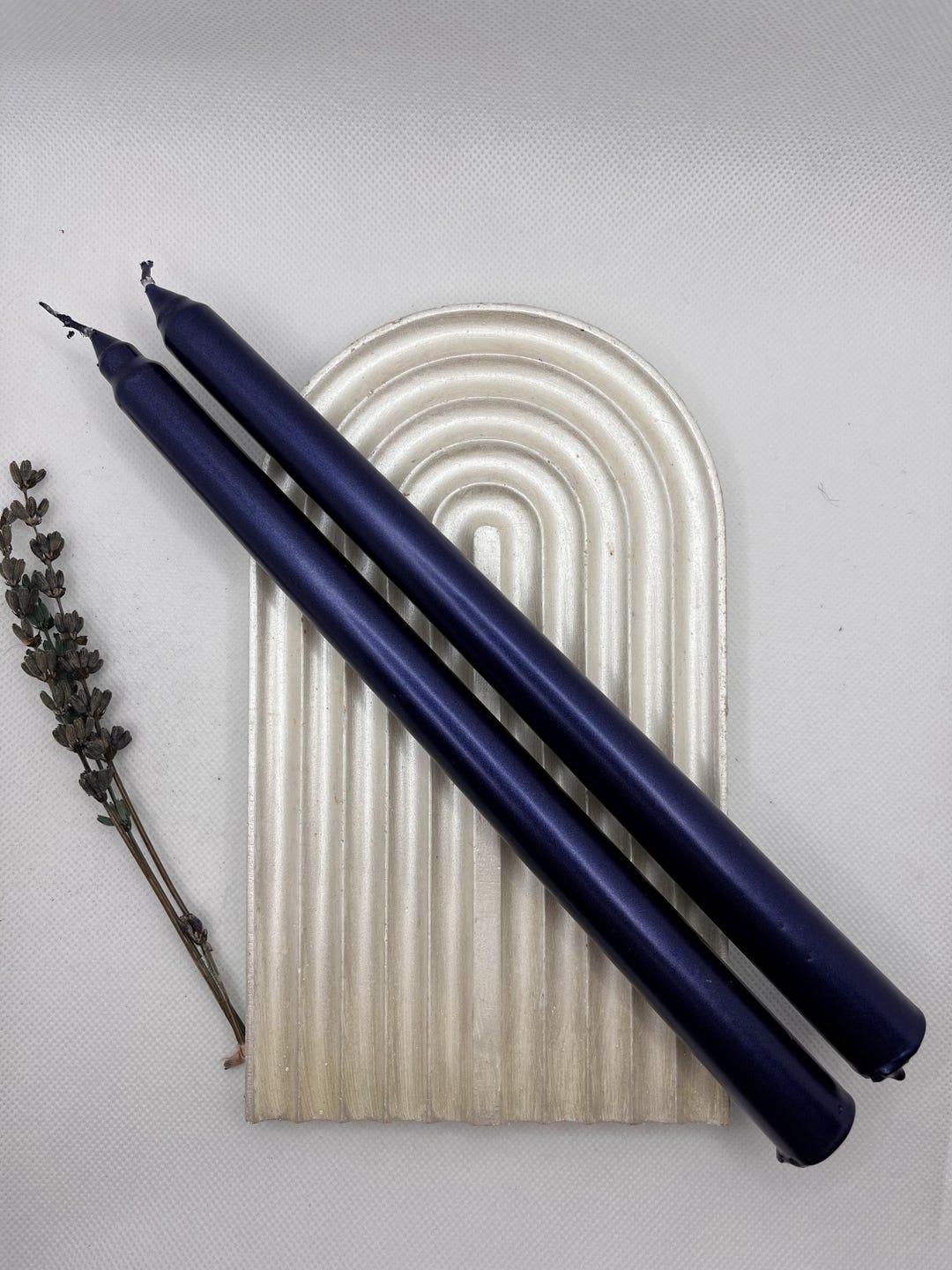 Navy Blue Metallic Taper Candle Set of 2, Dark Blue Dinner Candles ...