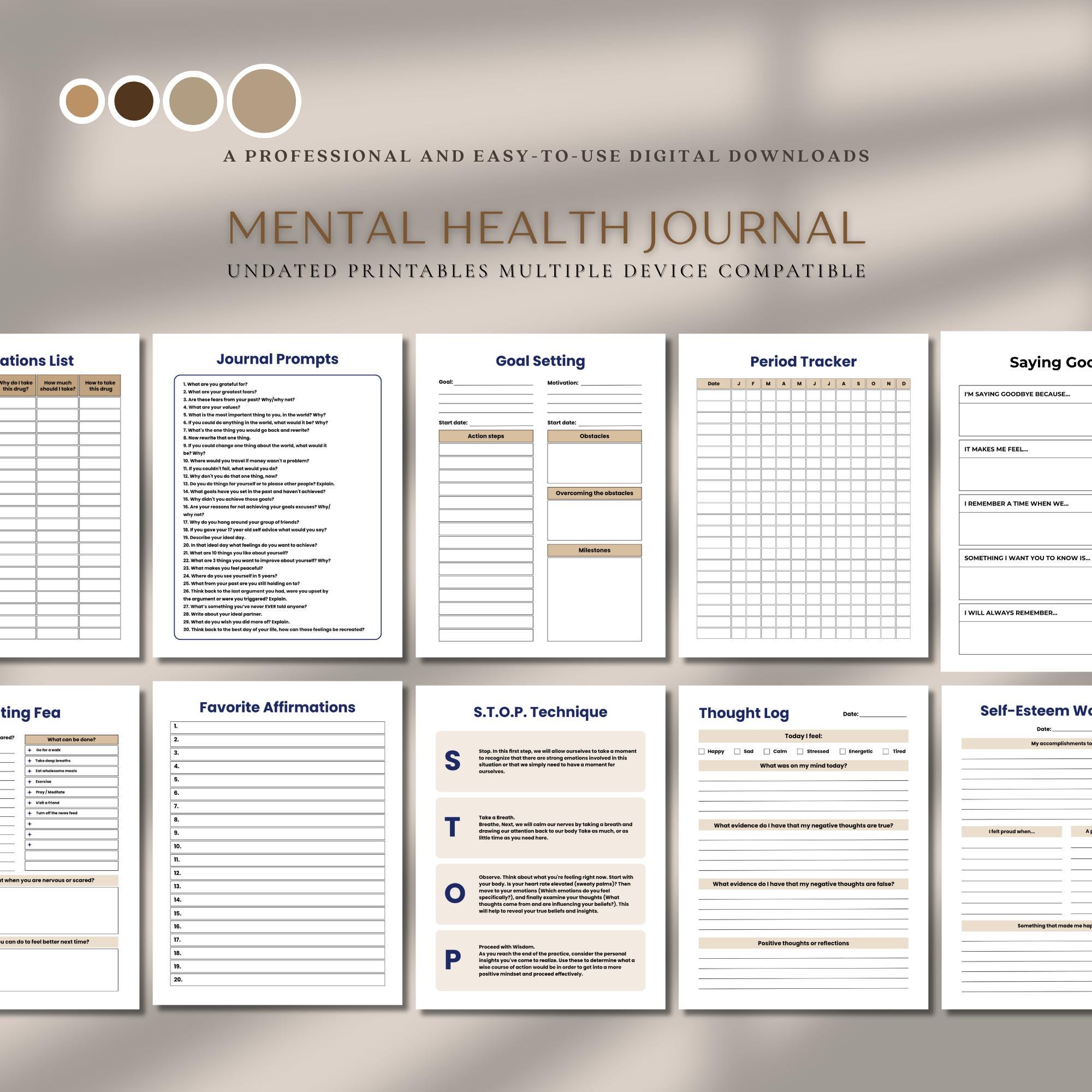 Mental Health Journal – Wellness Planner & Self-care Tracker - Etsy