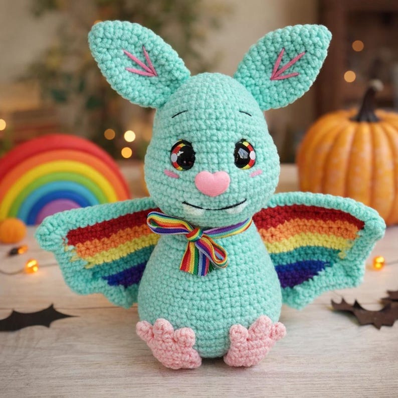 Bella the Bat Crochet Pattern PDF – Amigurumi Plush With Rainbow Wings ...