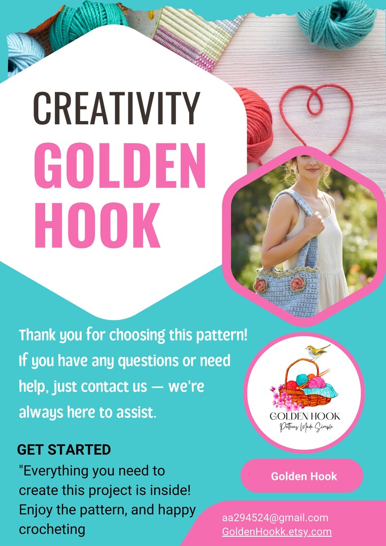 Crochet Book Bag Pattern PDF – Easy Tote Bag Crochet Pattern, Flower Tutorial, Simple Single ...