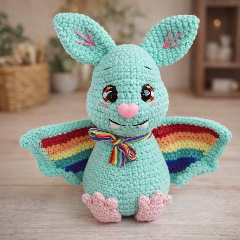 Bella the Bat Crochet Pattern PDF – Amigurumi Plush With Rainbow Wings ...