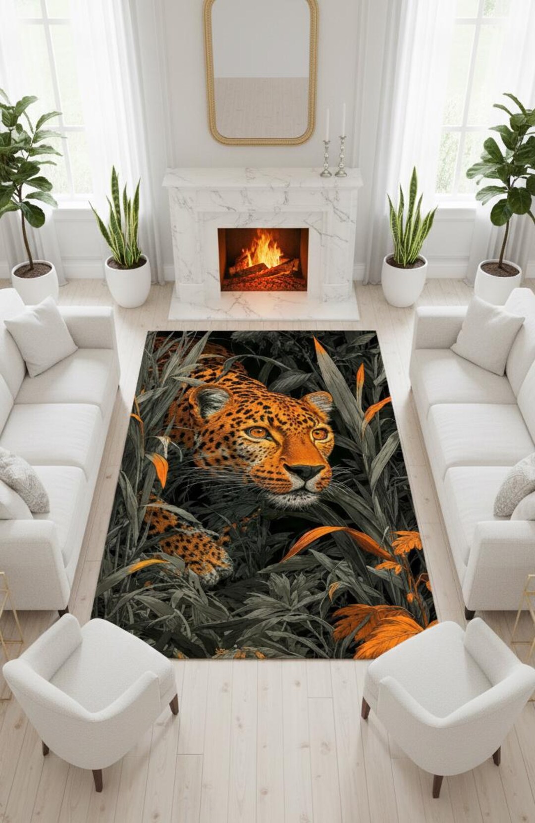 Leopard Jungle Area Rug, Modern Safari Carpet - Etsy