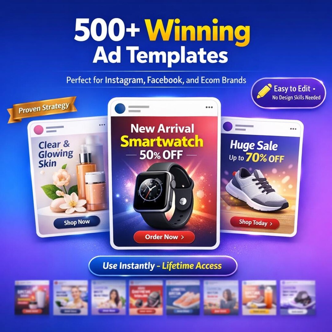 500+ Done for You Meta Ad Templates Canva Bundle: Facebook, Instagram ...