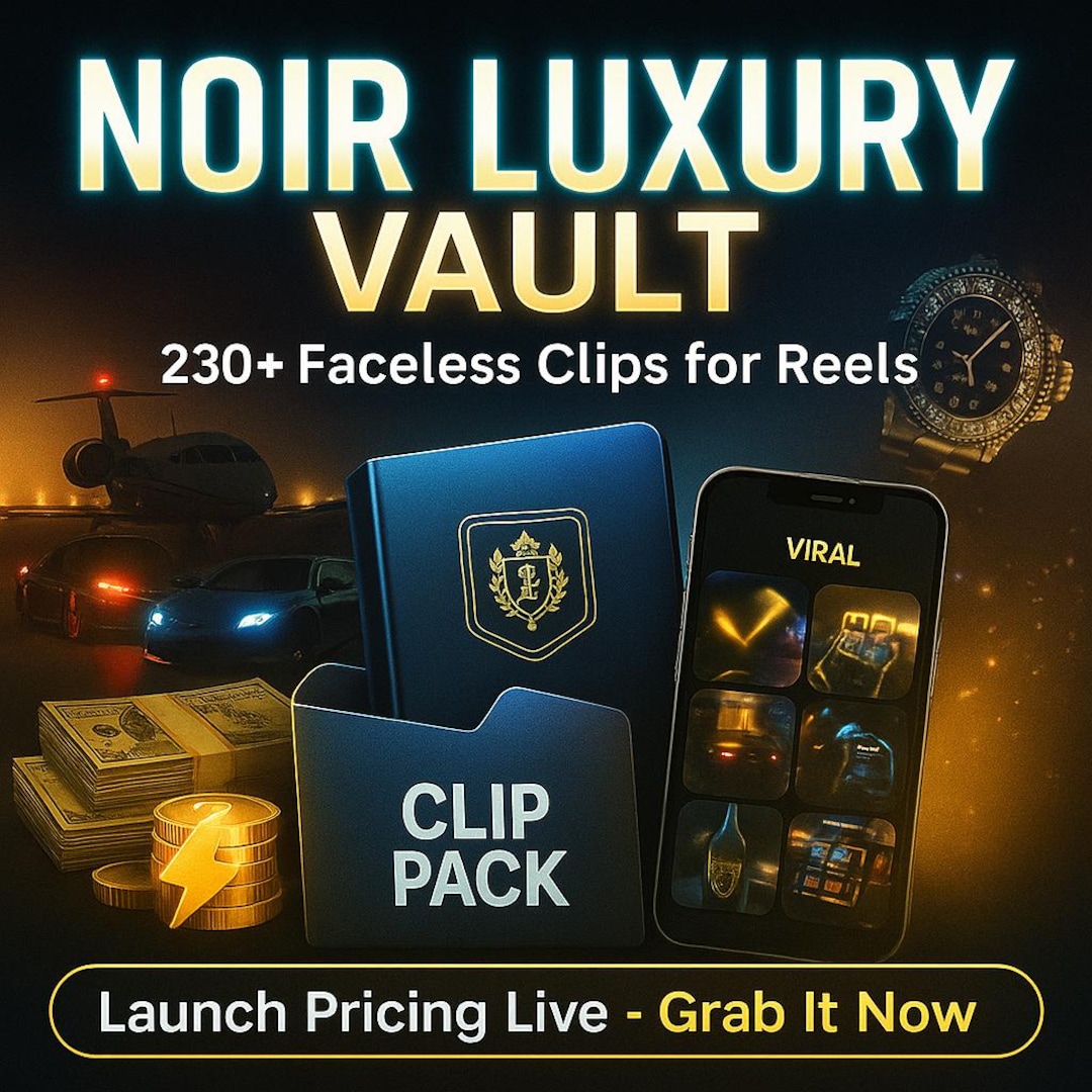 Noir Luxury Clip Vault – 230+ Faceless Viral Reels Pack, Cinematic Pre ...