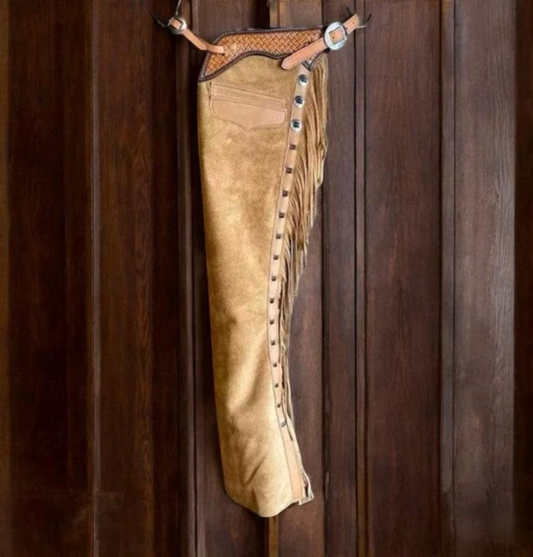 Men’s 100% Real Suede Leather Western Cowboy Chap Fringes, Suede ...