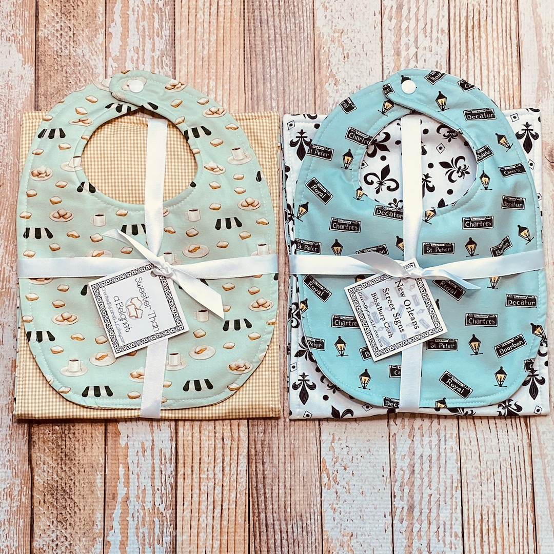 Beignets OR New Orleans Street Signs Bib and Burp Cloth OR Single Bib ...