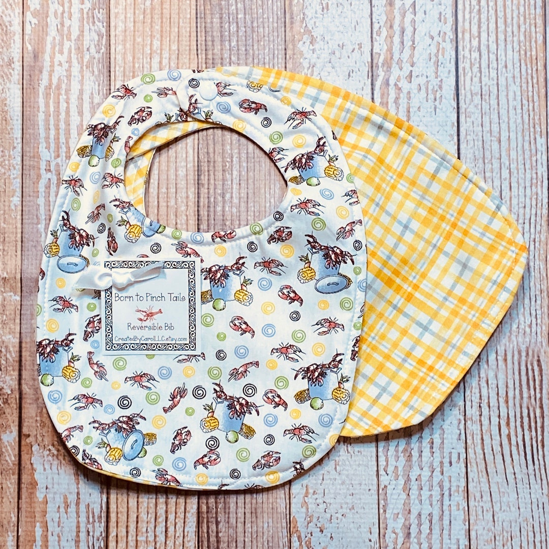 Crawfish Boil (born to Pinch Tails) Reversible Bib OR Bib and Burp ...