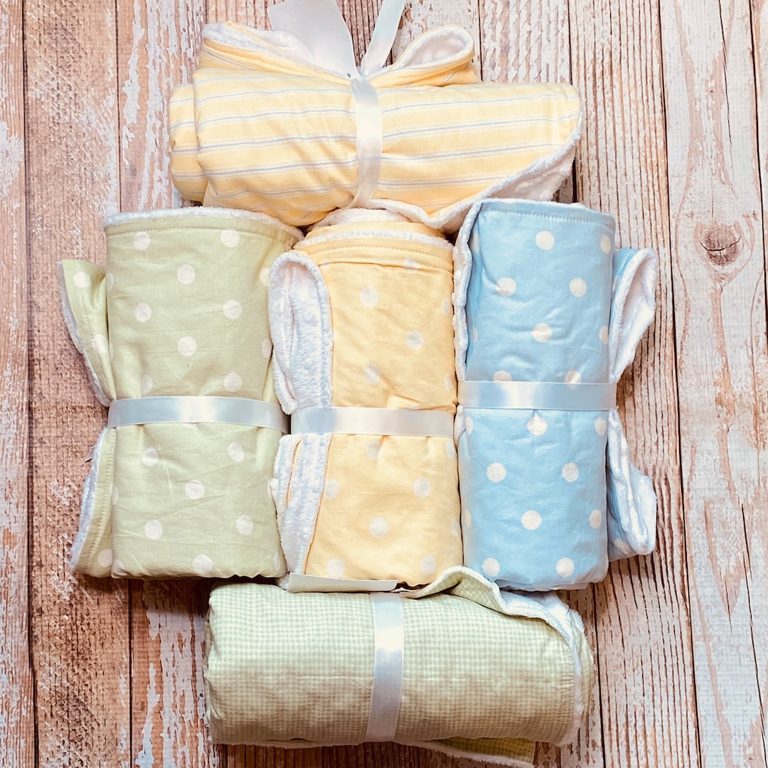 Pastel Cotton Fabric With Minkee Dot Receiving Blanket: You Choose the ...
