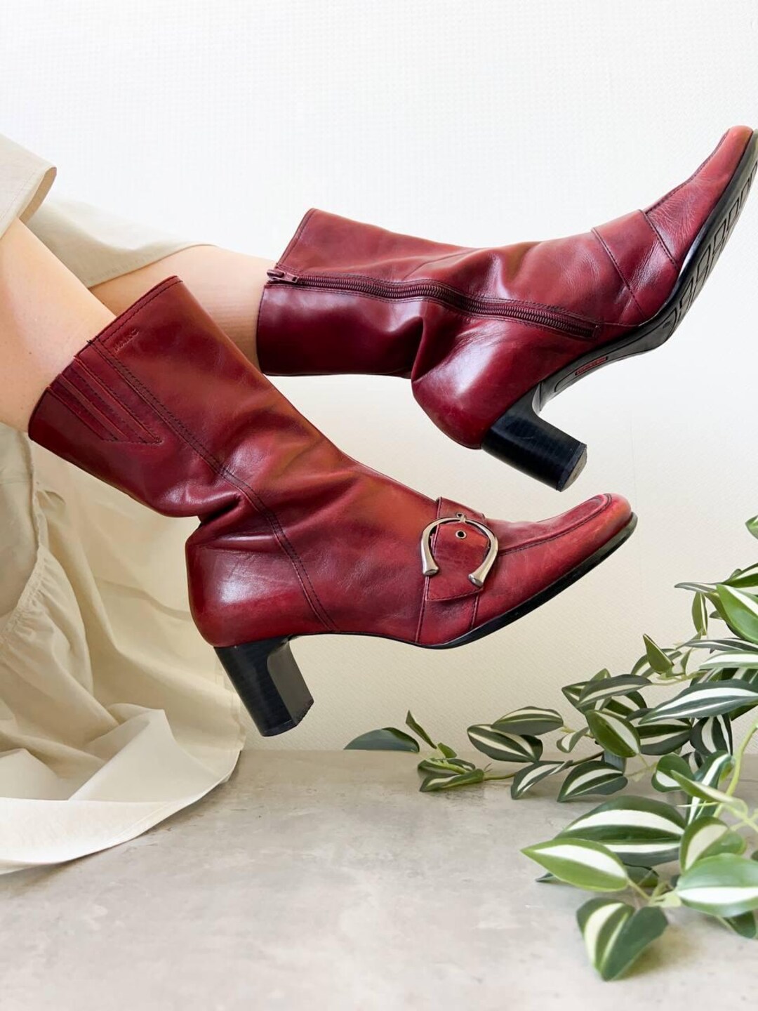Vintage Red Leather Boots , Y2K, 00s - Etsy UK