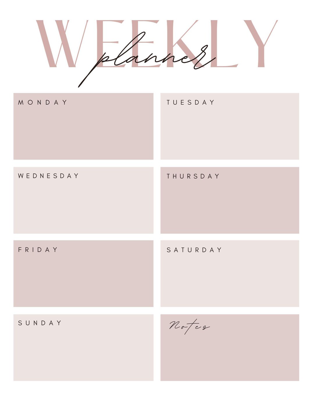 Digital Weekly Planner Template - Etsy