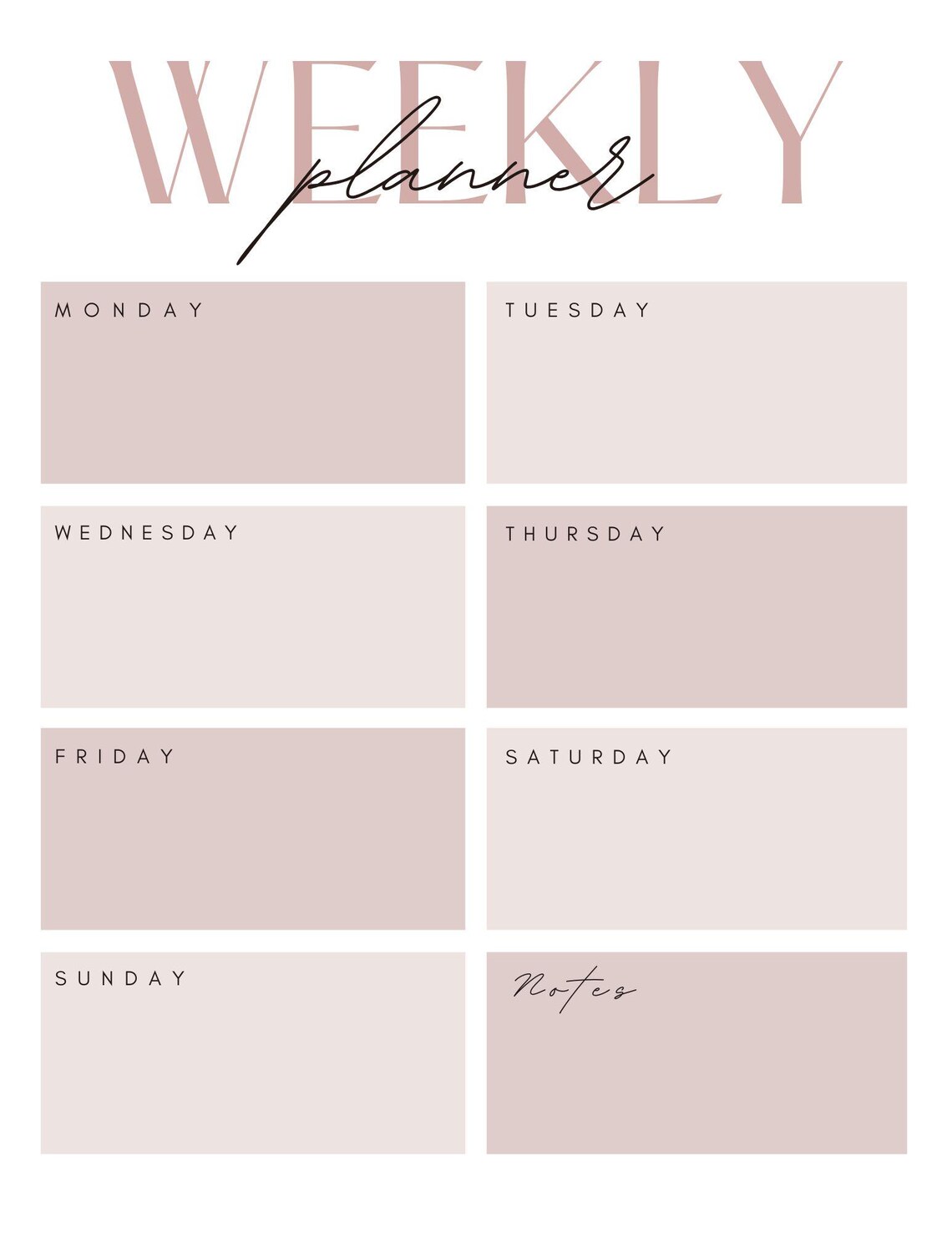 Digital Weekly Planner Template - Etsy