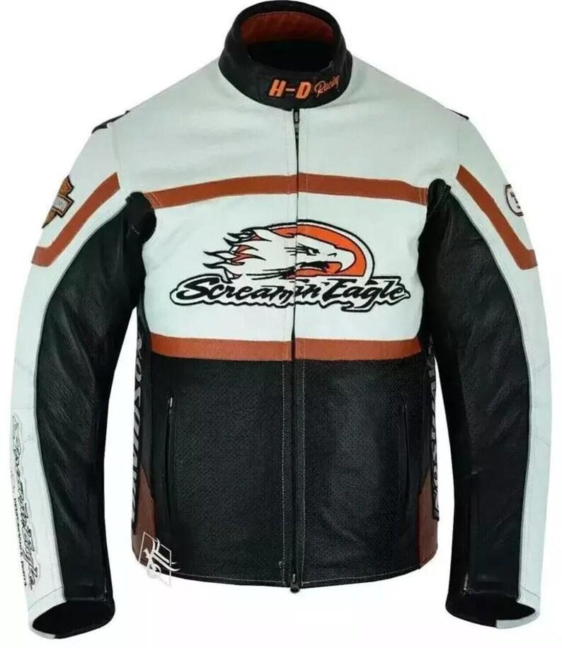 Harley Leather Jacket | Embroidered Patches & CE Approved Armor ...