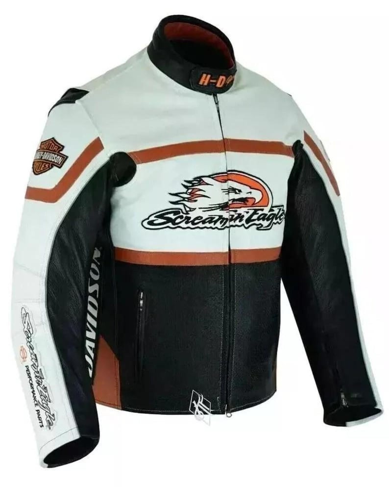 Harley Leather Jacket | Embroidered Patches & CE Approved Armor ...