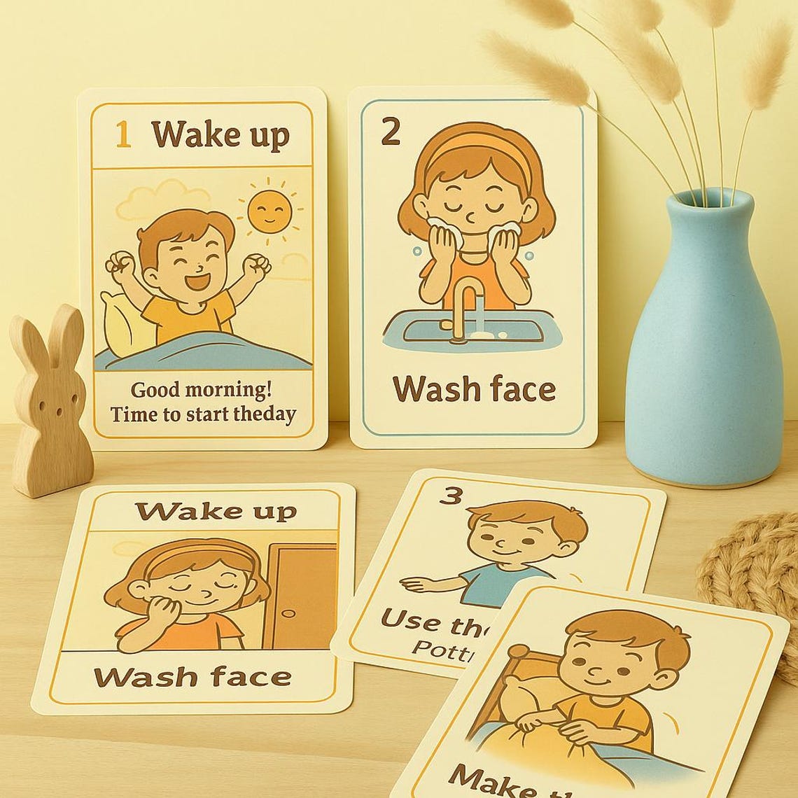 Daily Routine Cards for Kids – 20 Printable Flashcards – 5x7 Inch ...